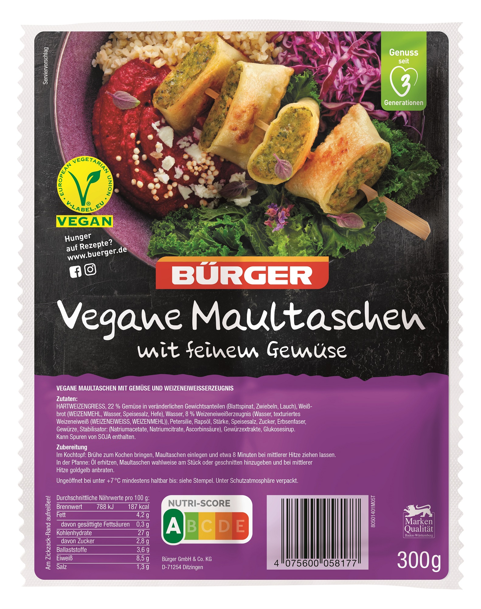 Bürger Maultasche VEGAN